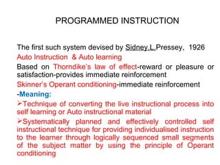 Programmed instruction ppt history | PPT