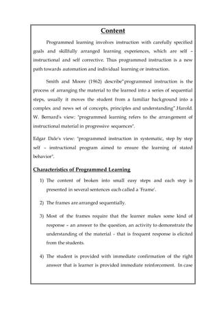 Programmed instruction1111 | DOCX | Programming Languages | Computing