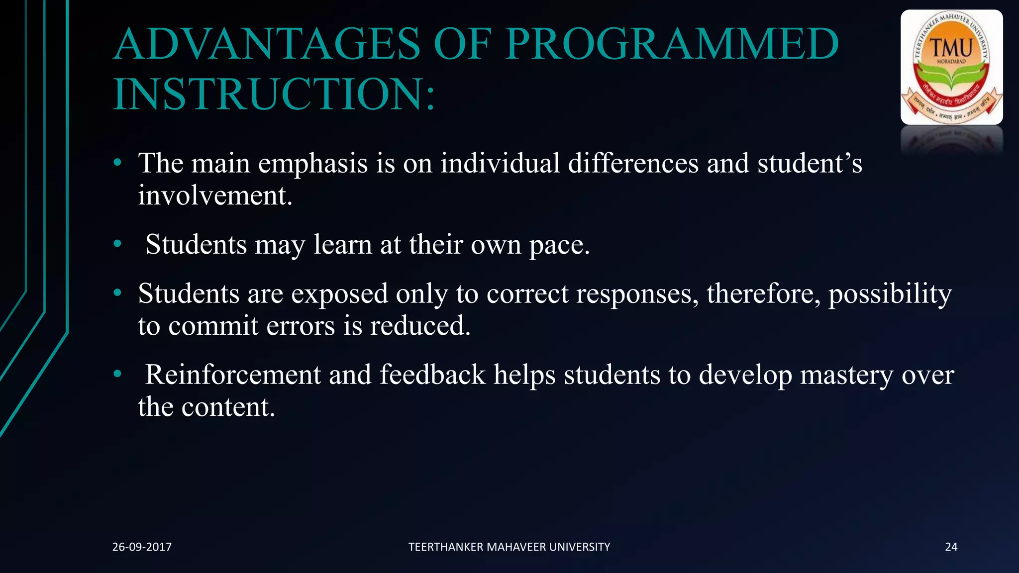 Programmed instruction in education | PPTX