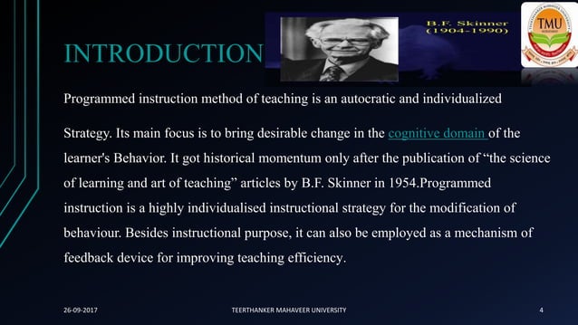 Programmed instruction in education | PPTX