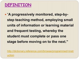 Programmed instruction my presentation | PPTX | Educational Assessment ...