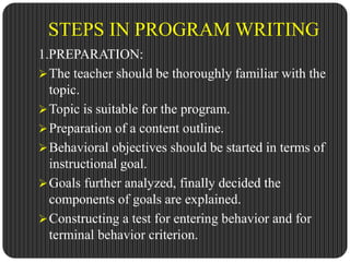 PROGRAMMED INSTRUCTION A Type of Learning PPT.pptx | Educational ...