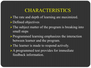 PROGRAMMED INSTRUCTION A Type of Learning PPT.pptx | Educational ...