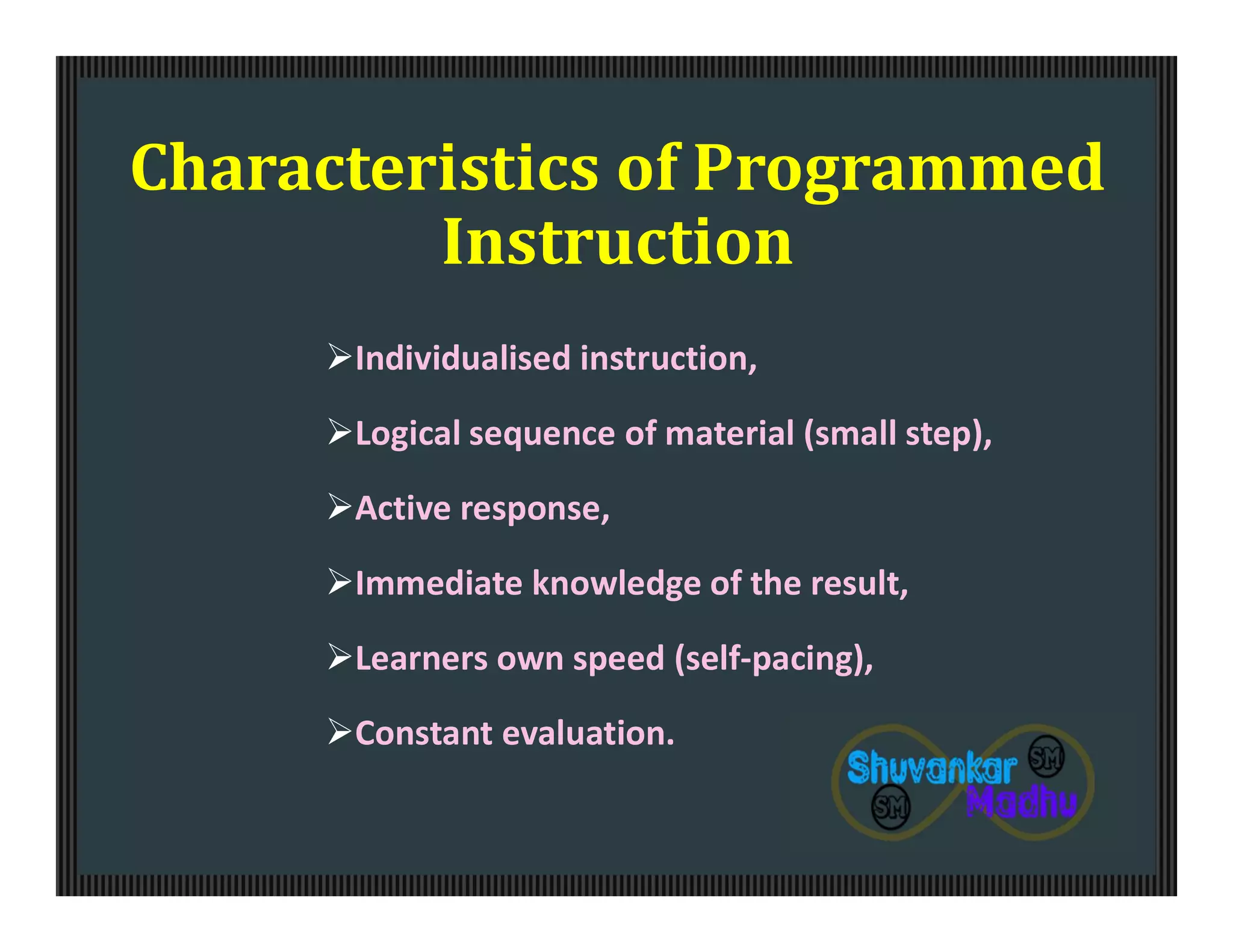 Programmed Instruction: Basic concepts | PDF