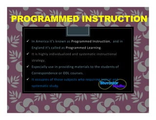 Programmed Instruction: Basic concepts | PDF