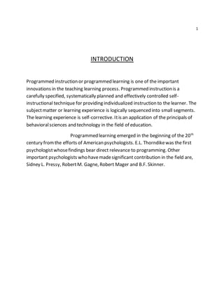 Programmed learning | DOCX | Educational Assessment | Education