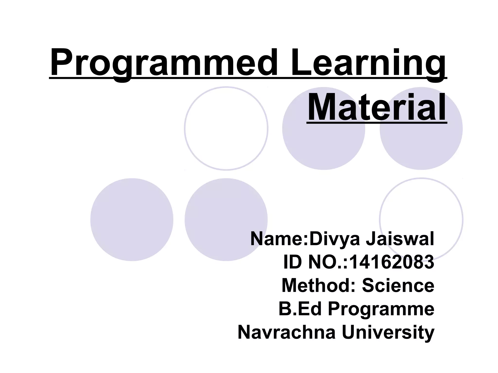 Programmed learning material | PPT