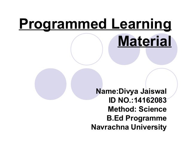 Programmed learning material