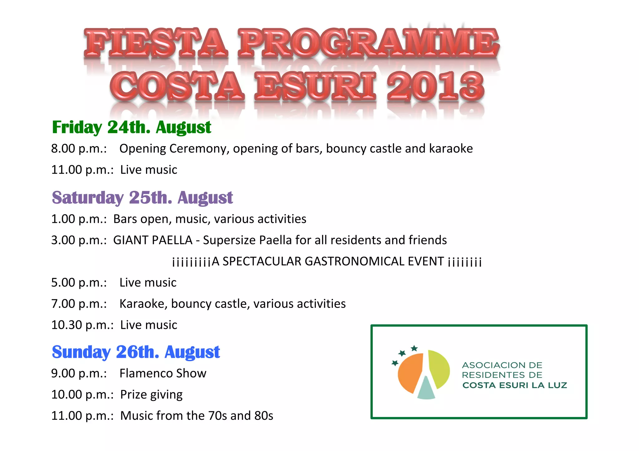 Programme english fiesta aug hoja1 | PPT