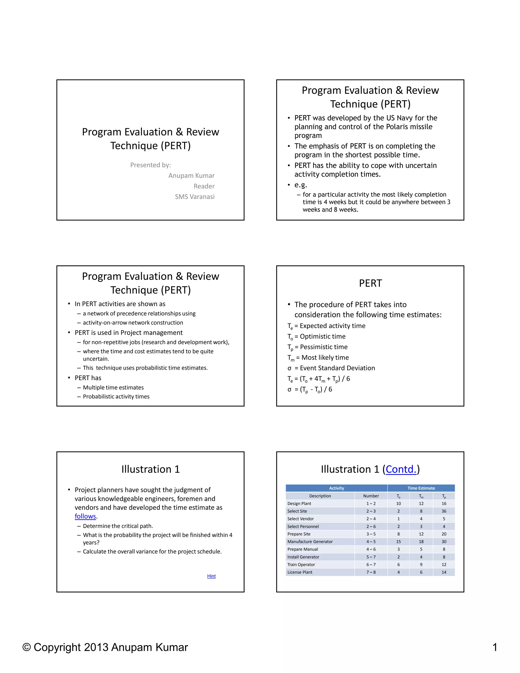 Programme evaluation and review technique (pert) | PDF