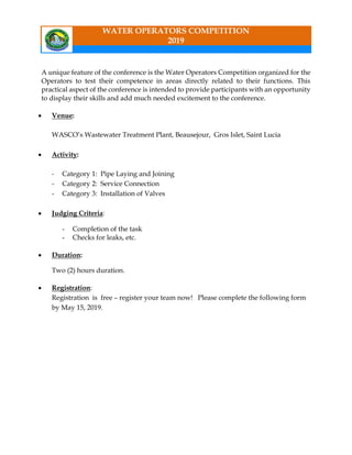 6th Caribbean Water Operators Conference 2019 - Programme of Activities ...