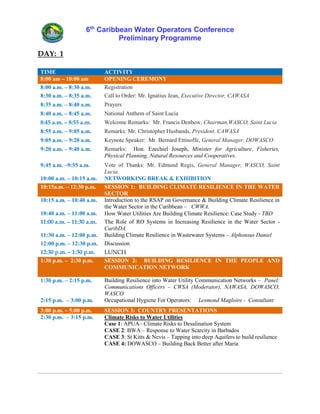 6th Caribbean Water Operators Conference 2019 - Programme of Activities ...