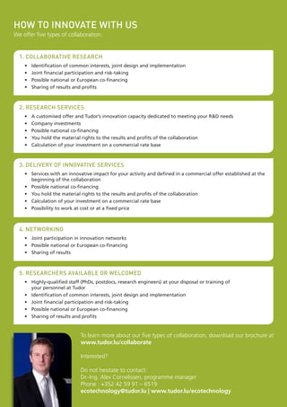 ECOTECHNOLOGY innovation programme - Presentation leaflet - CRP Henri ...