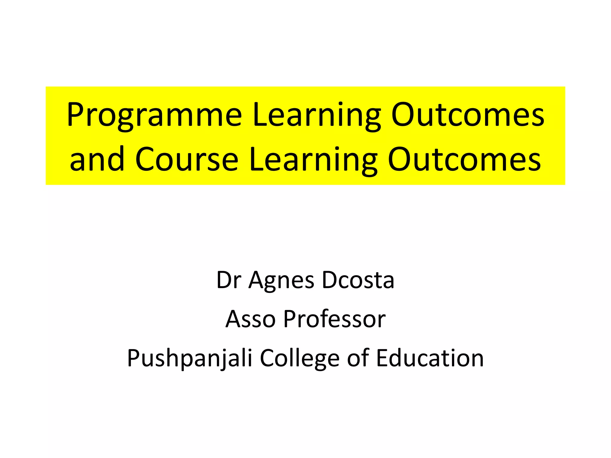 Programme learning outcomes | PPTX