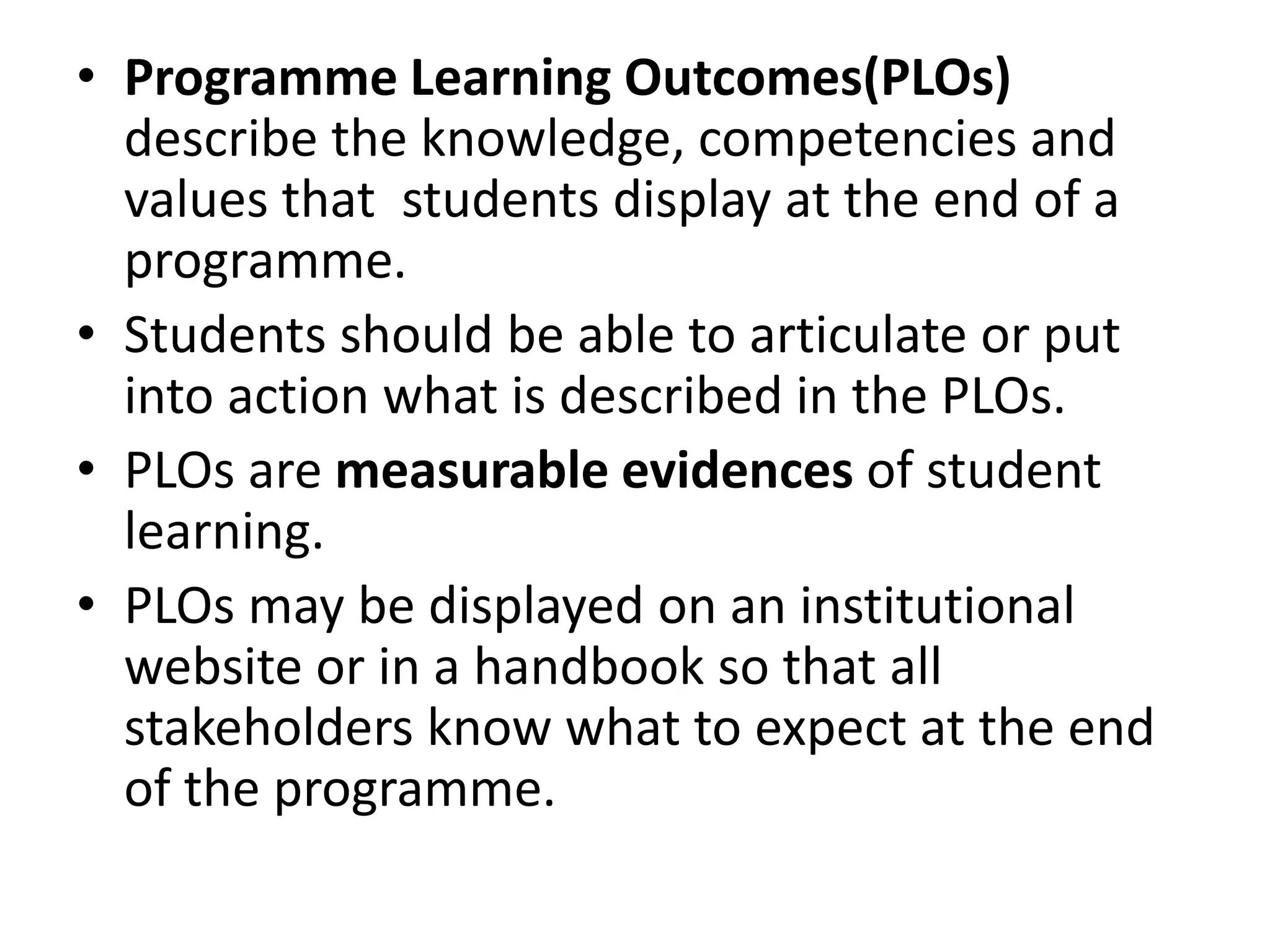 Programme learning outcomes | PPTX
