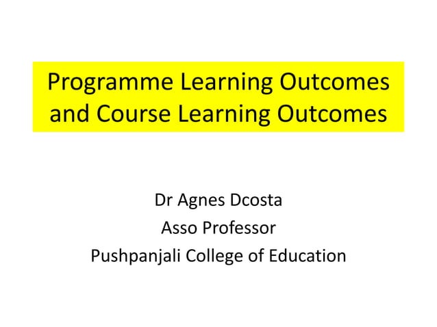 Programme learning outcomes | PPTX