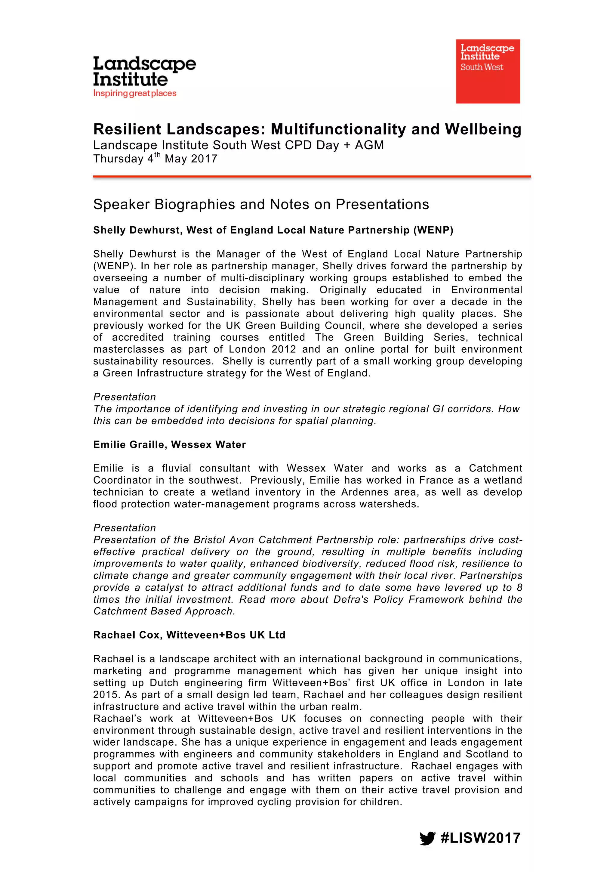 Programme LISW CPD day + AGM 2017 | PDF
