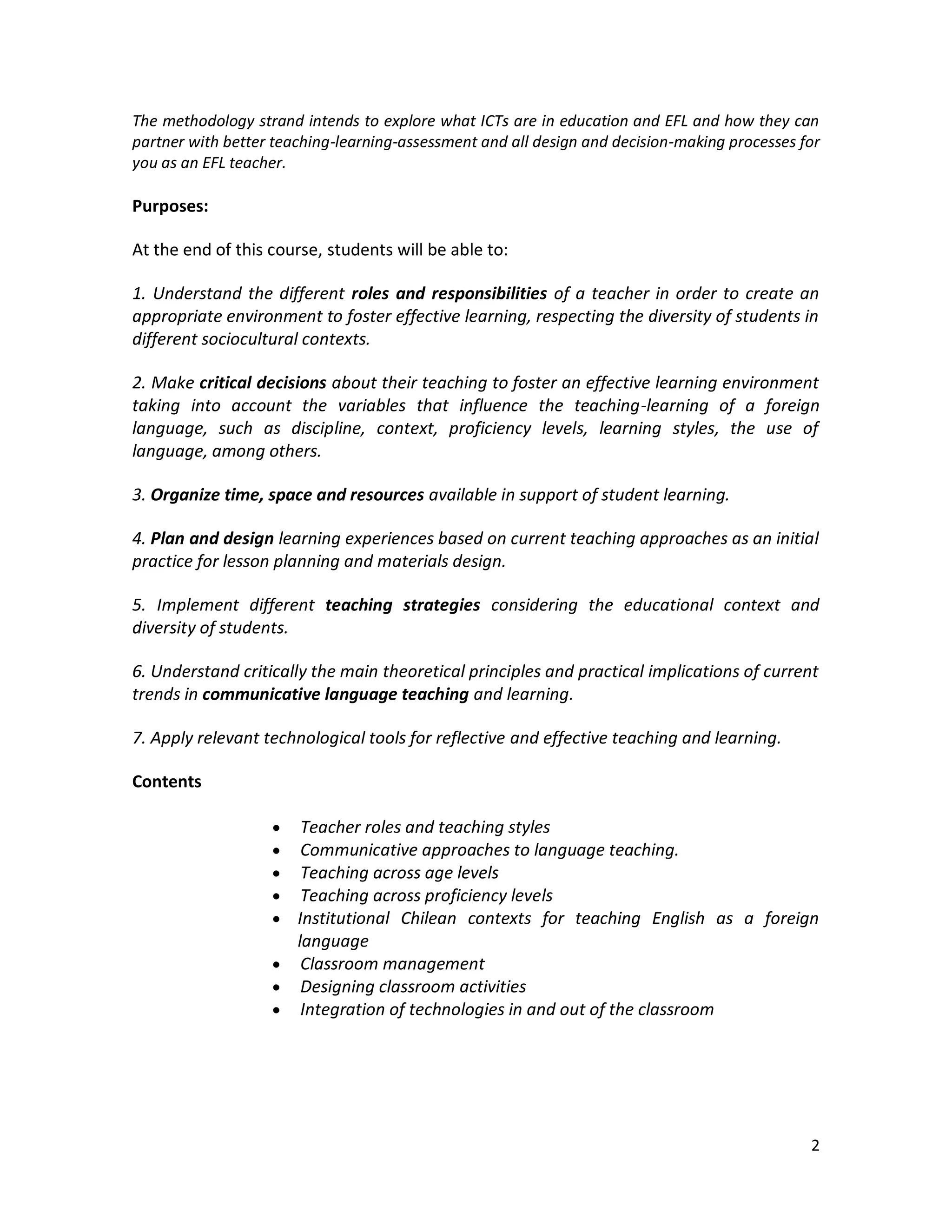 EFL Methodology I (pre-service teachers) | PDF