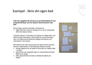 Programmering för yngre elever | PPT