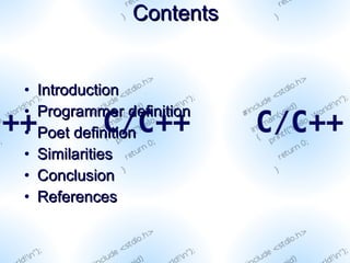 Programmer(Programming) == Poet(Poetry) | PPT