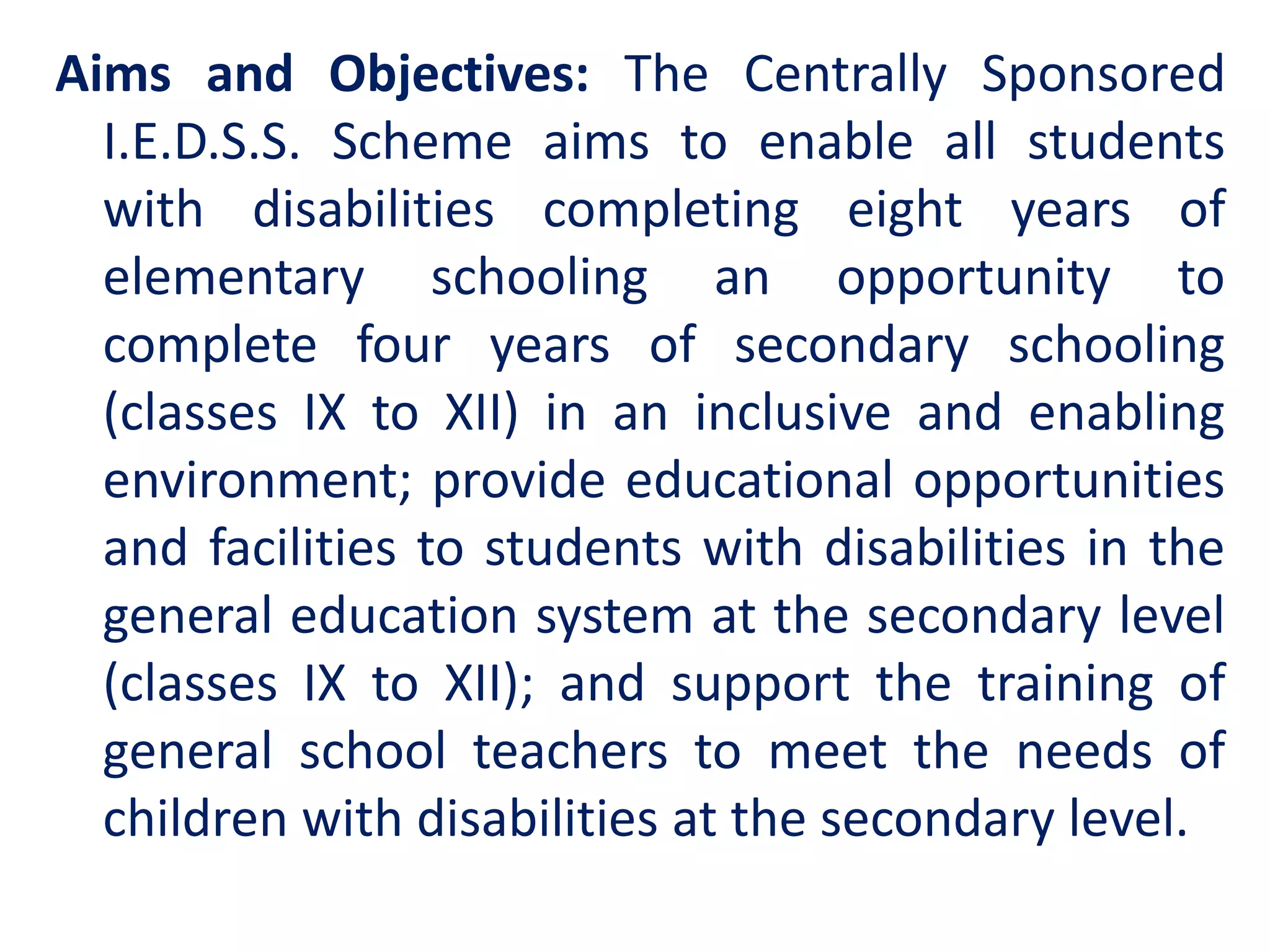 Programmes & Schemes of education for CWD | PPT