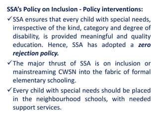 Programme & schemes of education for CWSN | PPTX