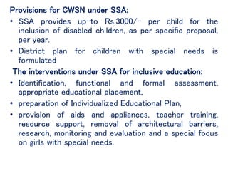 Programme & schemes of education for CWSN | PPTX