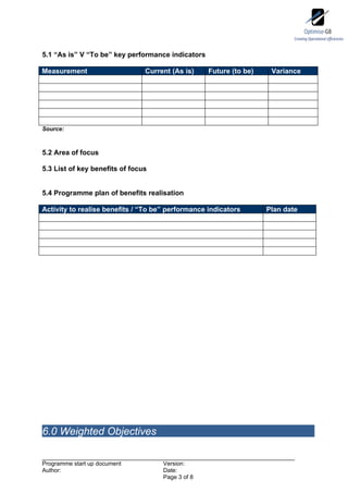 Programme start up document - Optimised Programme Methodology | DOC