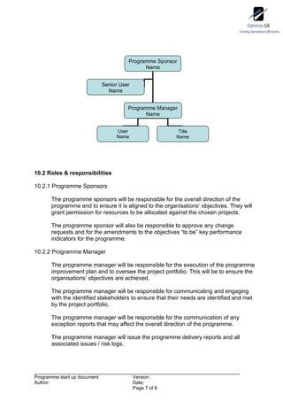 Programme start up document - Optimised Programme Methodology | DOC