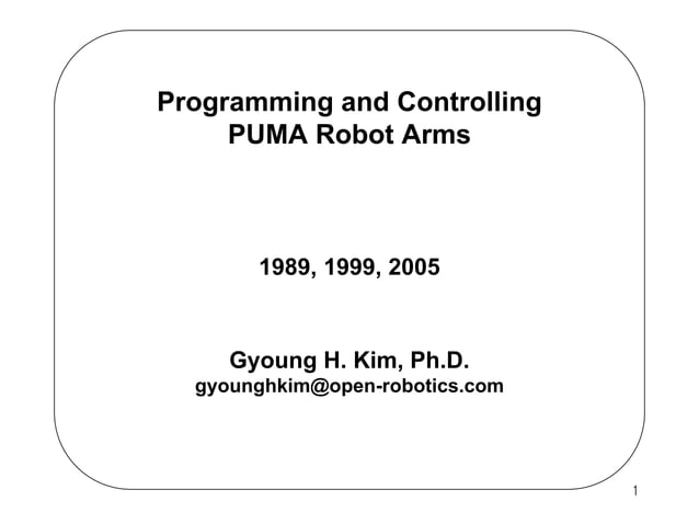 2013 Programming And Controlling Puma Arms | PPT