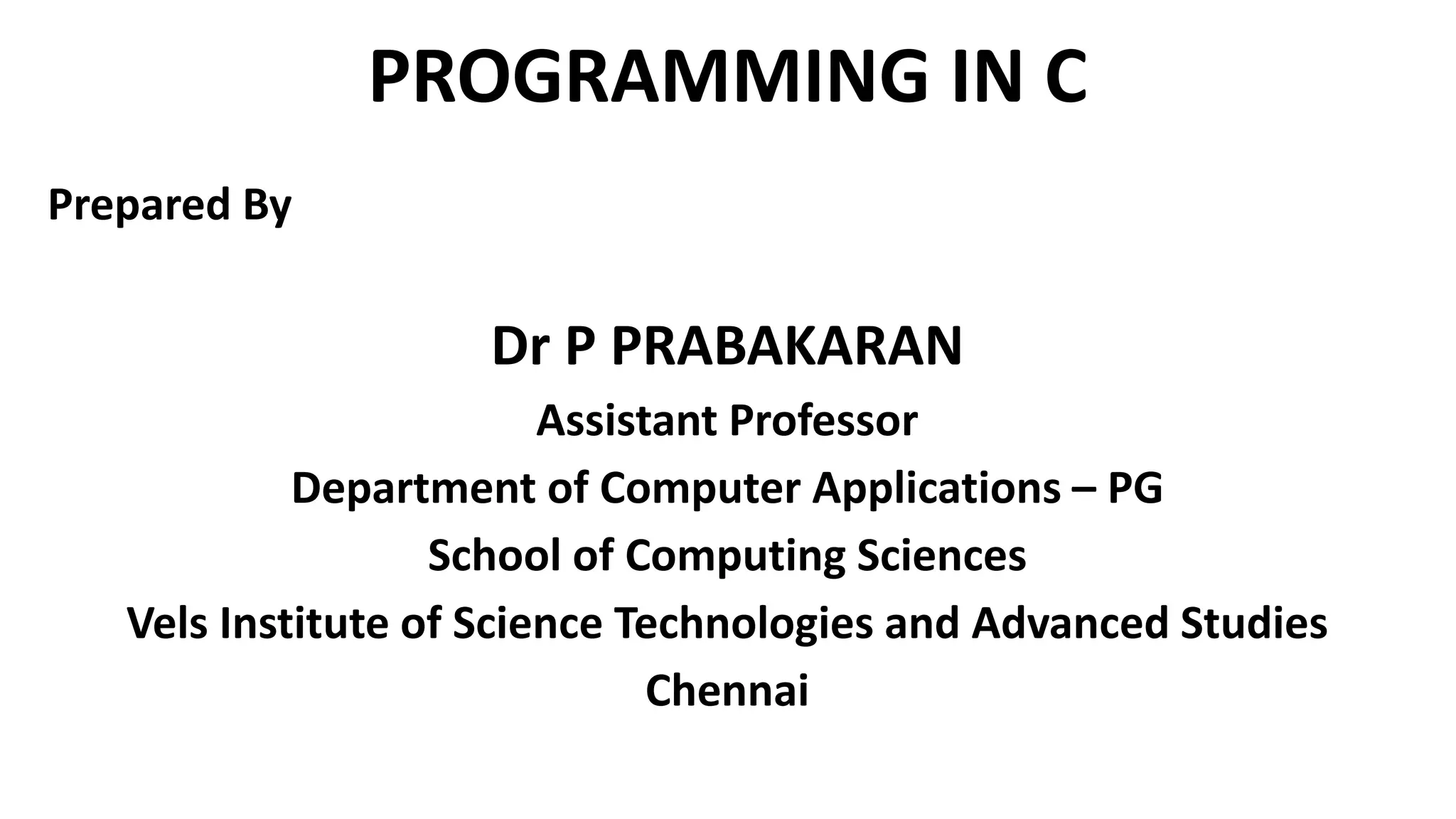 Programming in C | PPTX