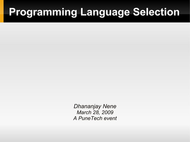 Programming Language Selection | PDF | Programming Languages | Computing