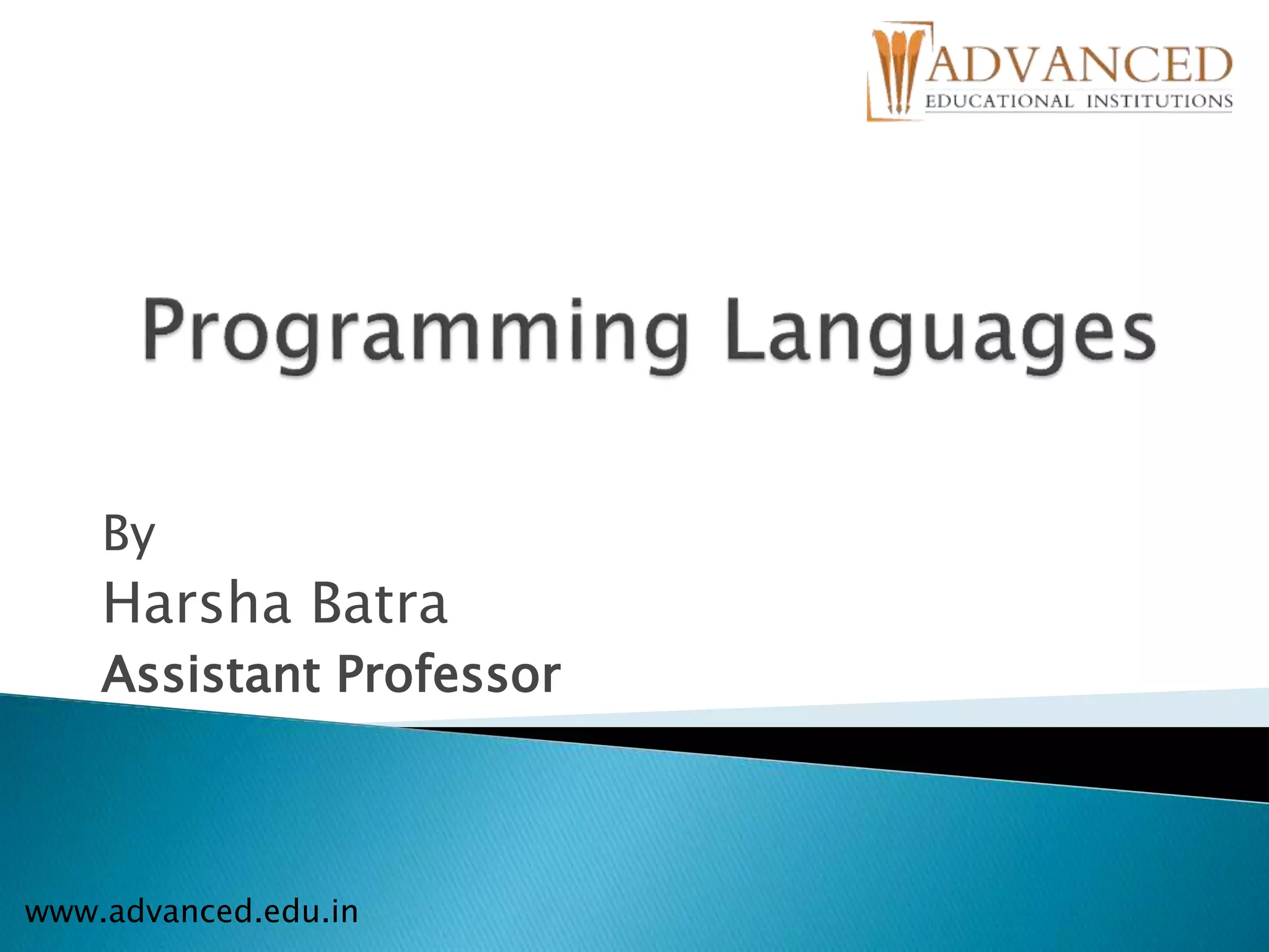 Programming languages ms harsha | PPTX