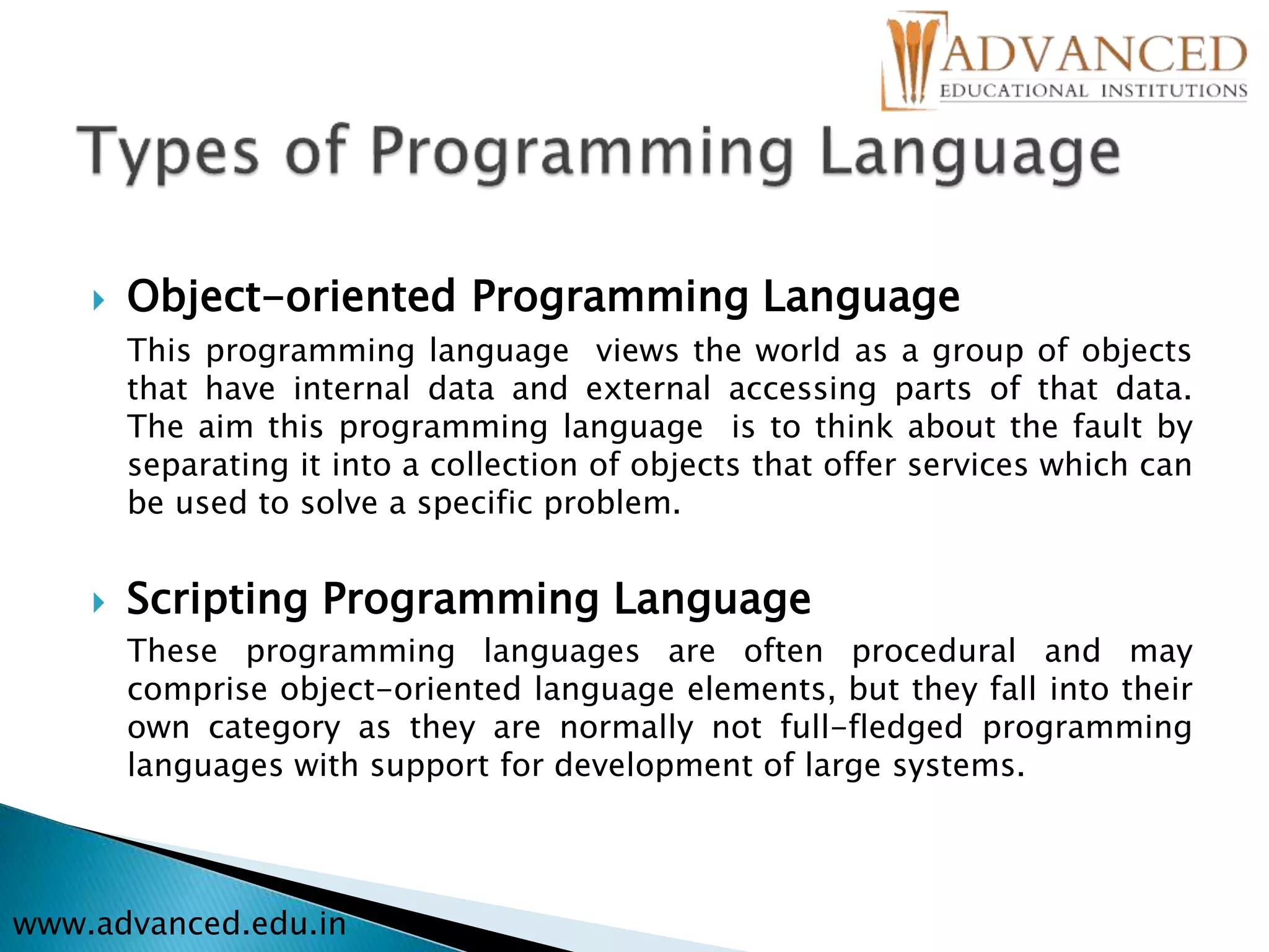 Programming languages ms harsha | PPTX