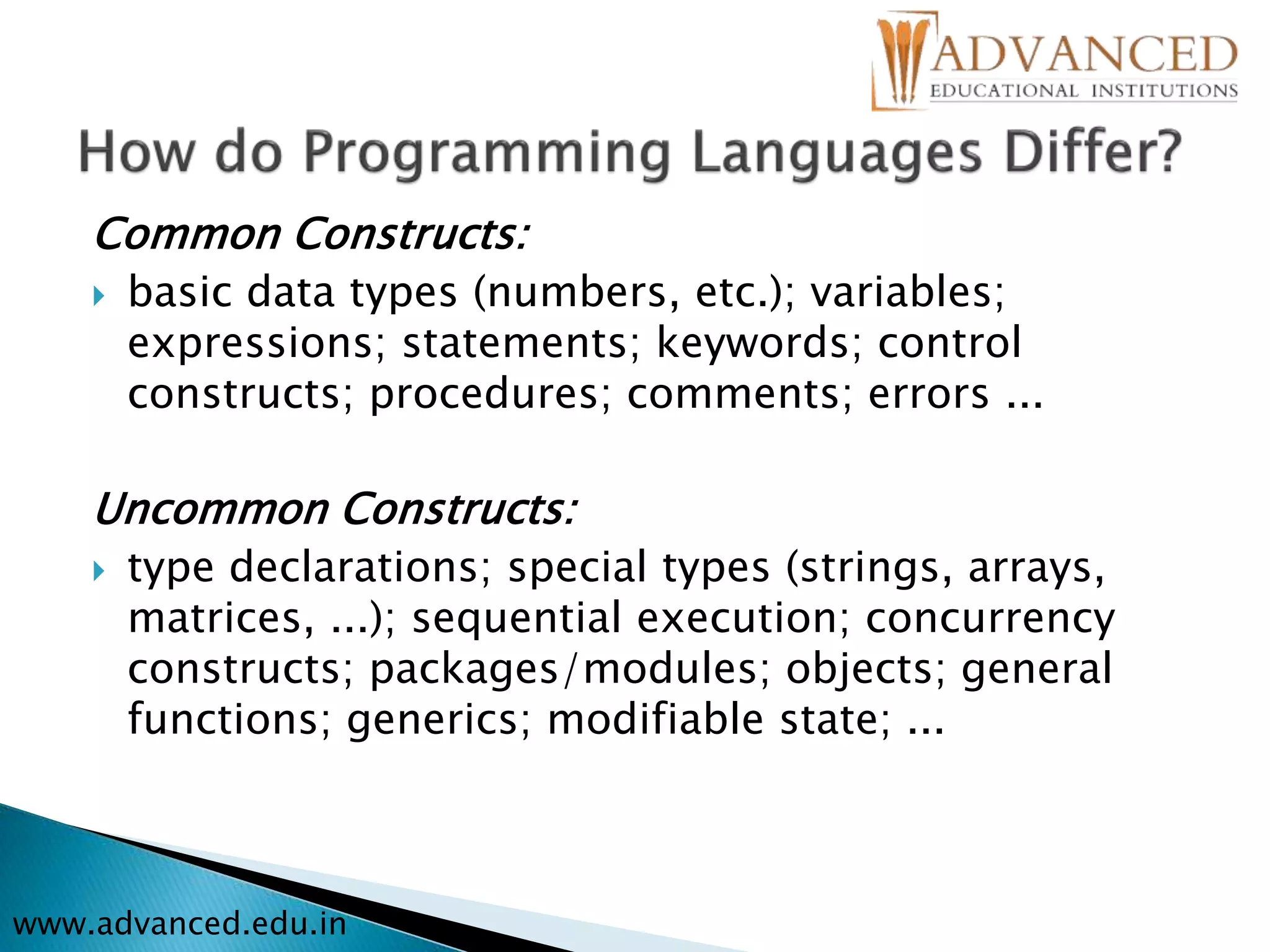 Programming languages ms harsha | PPTX