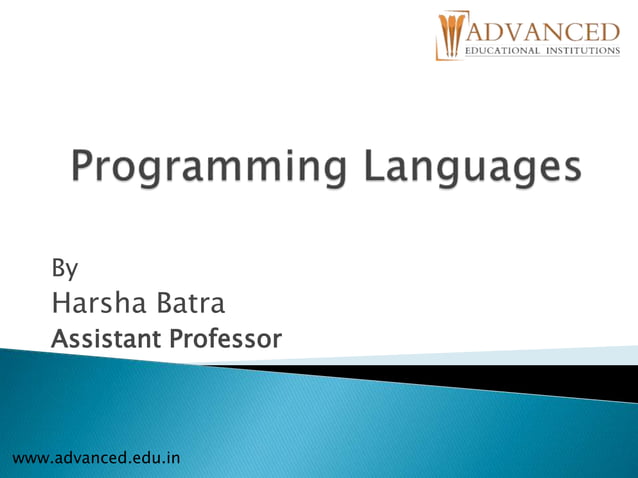 Programming languages ms harsha | PPTX