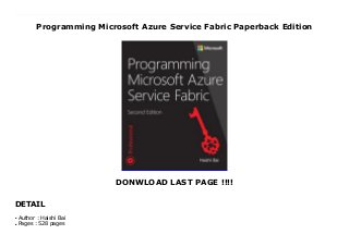 Programming Microsoft Azure Service Fabric Paperback Edition