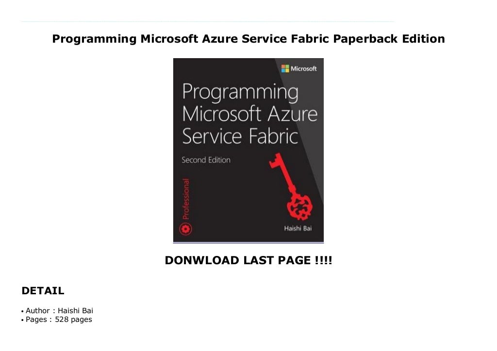 Programming Microsoft Azure Service Fabric Paperback Edition