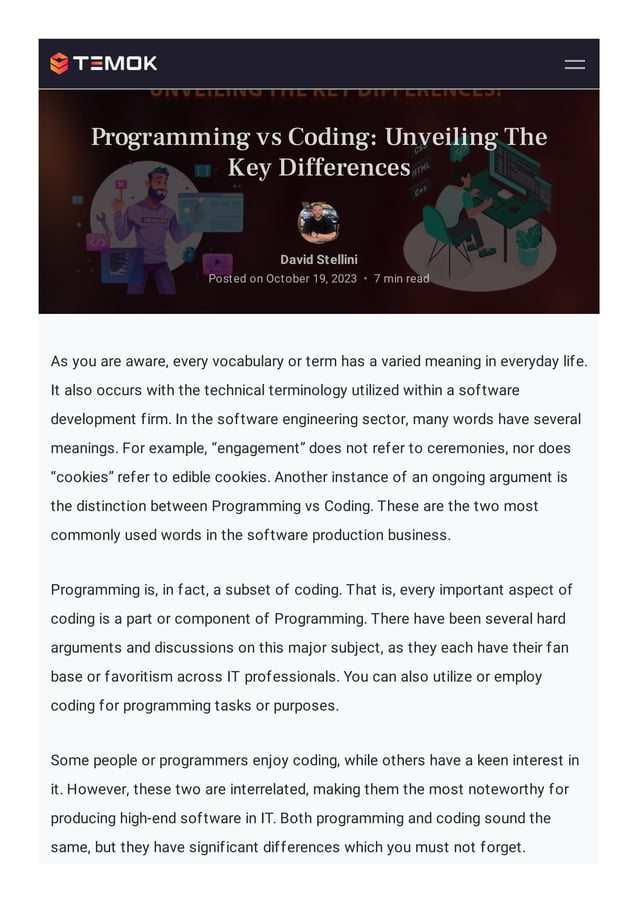 Programming vs Coding: Unveiling The Key Differences | PDF Programming vs Coding: Unveiling The Key Differences | PDF