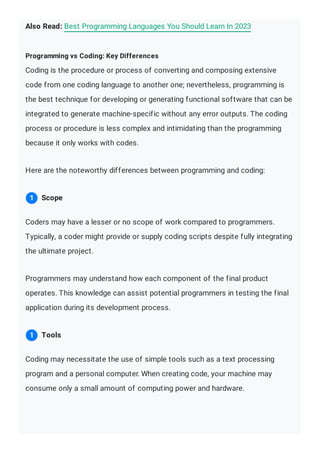 Programming vs Coding: Unveiling The Key Differences | PDF | Operating ...