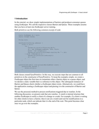 Programming with ZooKeeper - A basic tutorial | PDF | Programming Languages | Computing