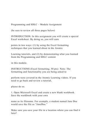 Programming and SDLC – Module Assignment (be sure to revie.docx