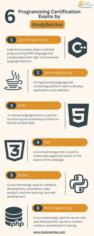 Programming Certification Exams offered by StudySection | PDF