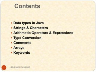 Dr. Rajeshree Khande : Programming concept of basic java | PPT