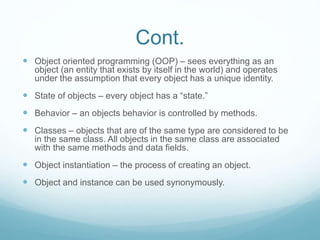 Programming concepts and data management | PPTX