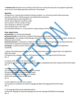 Programming Concepts Questions and answers | PDF
