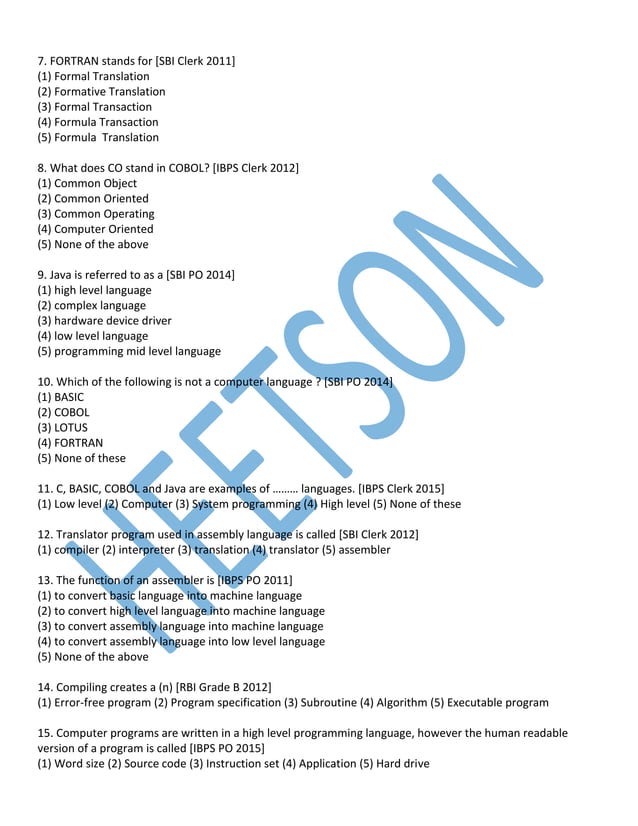 Programming Concepts Questions and answers | PDF