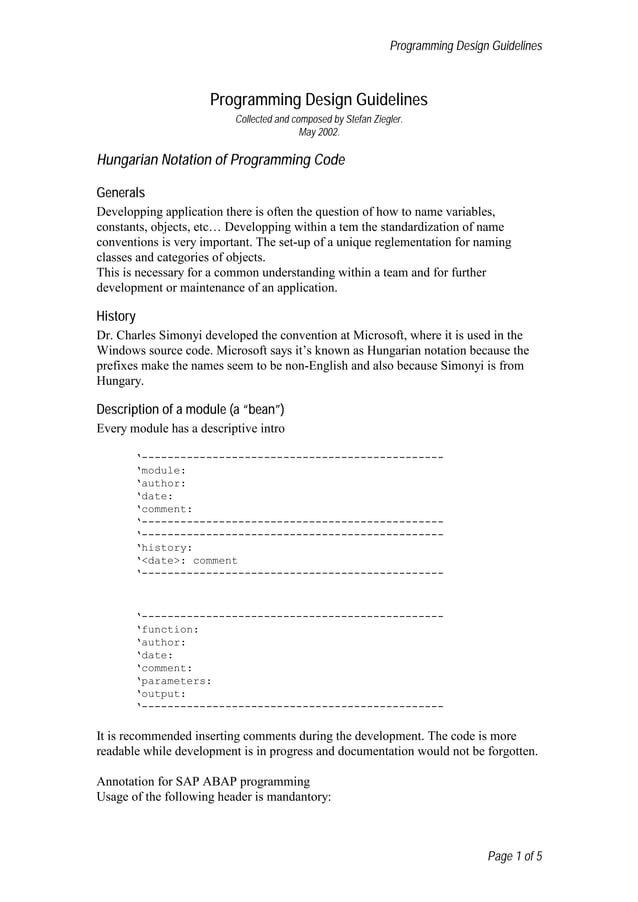 Programming Design Guidelines Pdf