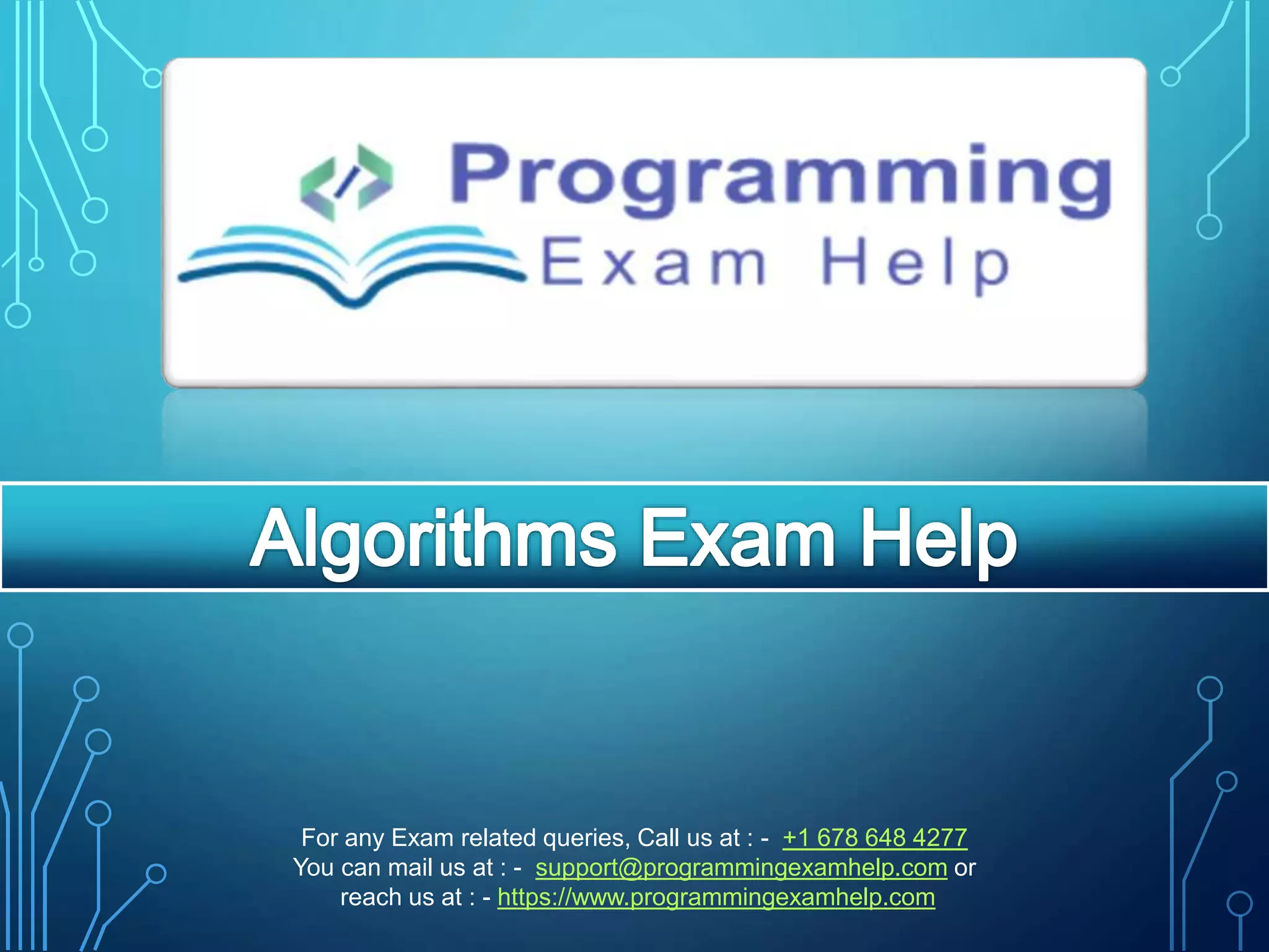 Algorithm Exam Help | PPT
