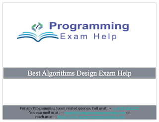 Algorithms Design Exam Help | PPT